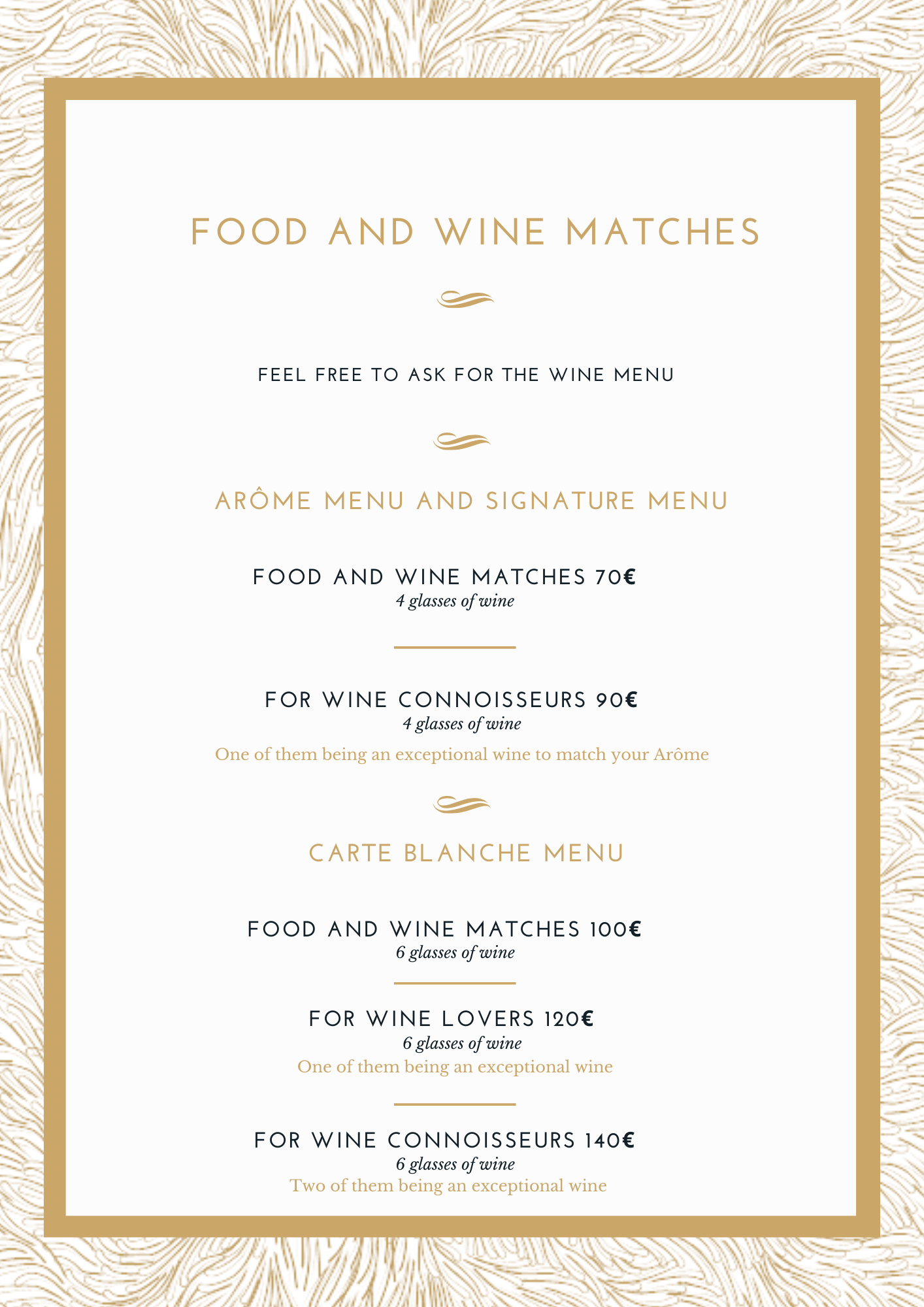 Diner Menu - L'Arôme