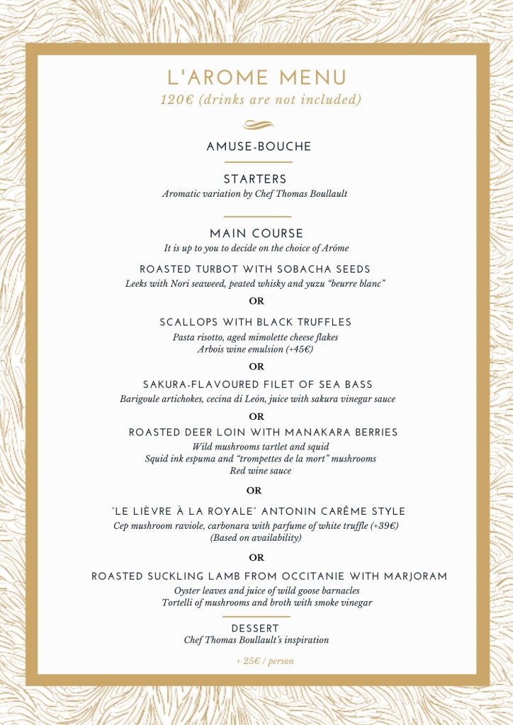 Diner Menu - L'Arôme